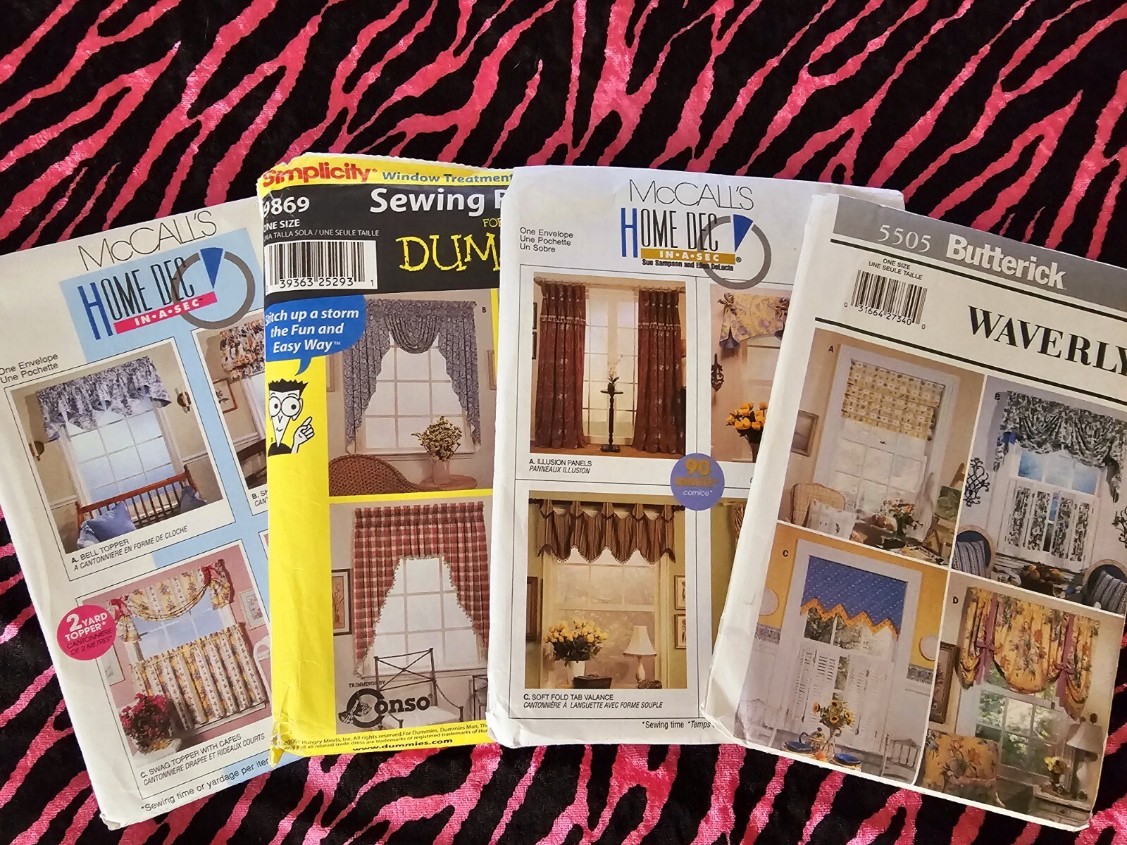 Lot Of 4 Window Drapery Sewing Patterns Valance Shade Tab Treatments ...