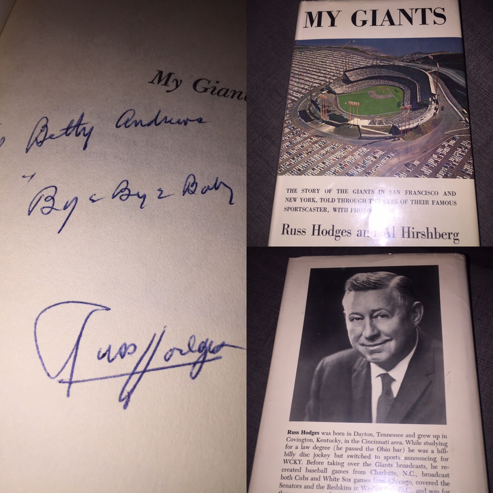 RARE Signed RUSS HODGES First Edition "My Giants" Autographed Inscribed ...