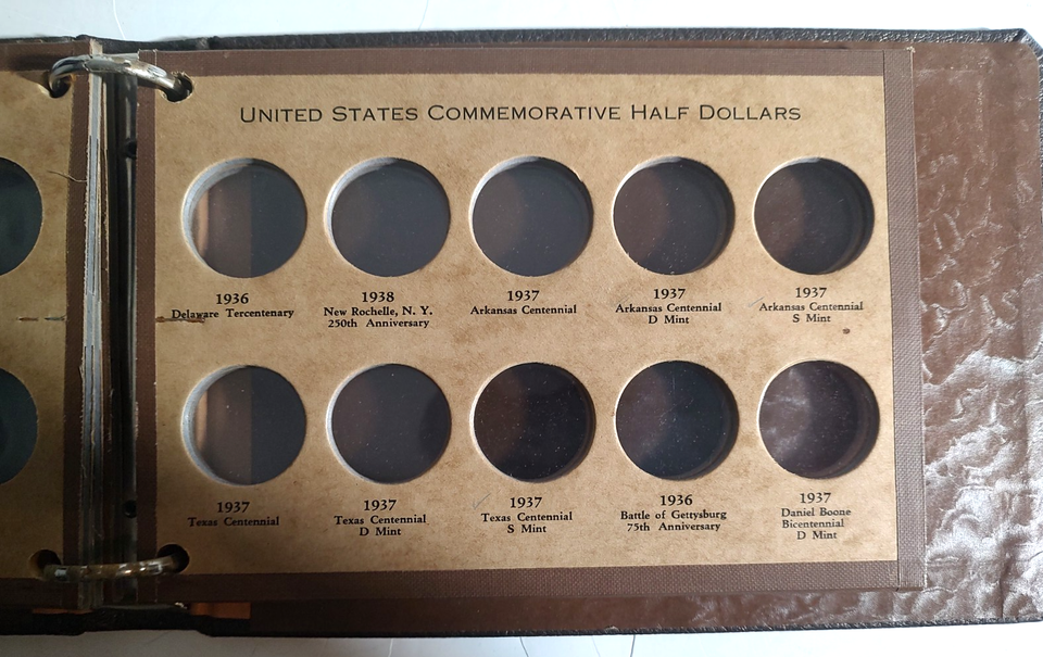 Antique Wayte Raymond National Coin Album US COMMEMORATIVE Silver HALF ...