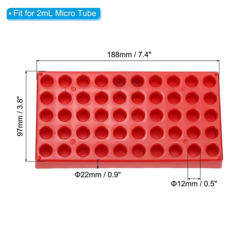 Vial Rack for 2ml Autosampler Vials Vial Tray Holder 50-Well Stackable ...