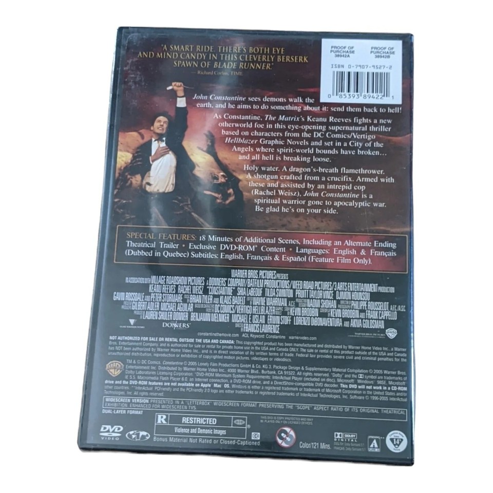 CONSTANTINE DVD MOVIE, KEANU REEVES, RACHEL WEISZ, SHIA LABEOUF, TILDA ...