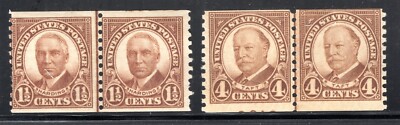 US Stamp Scott #686-687, Harding / Taft, Coil Line Pairs, OG, MNH, SCV ...