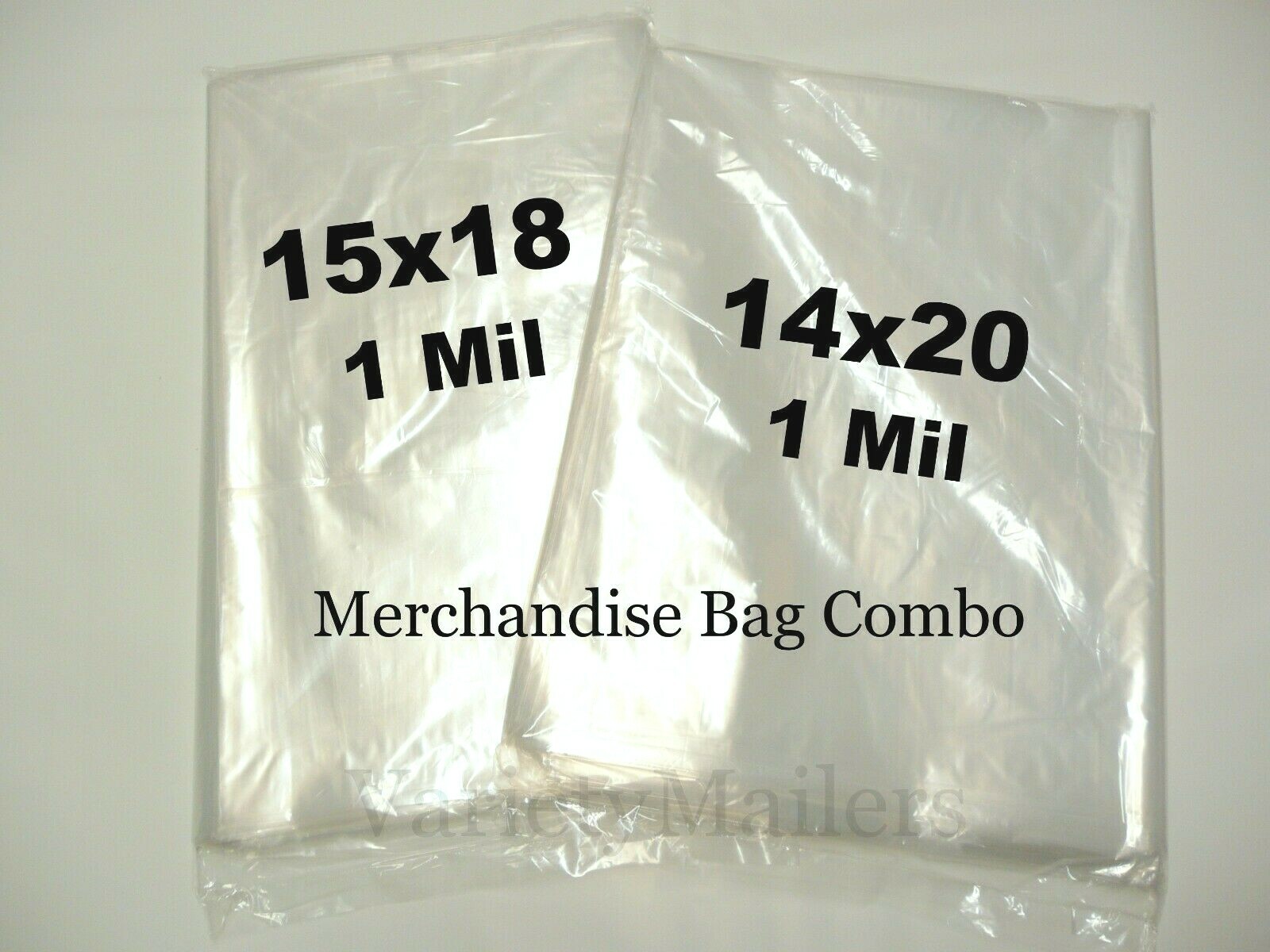 200 Large Clear Poly Bags 14x20 & 15x18 / 1 Mil Apparel Plastic Bag ...