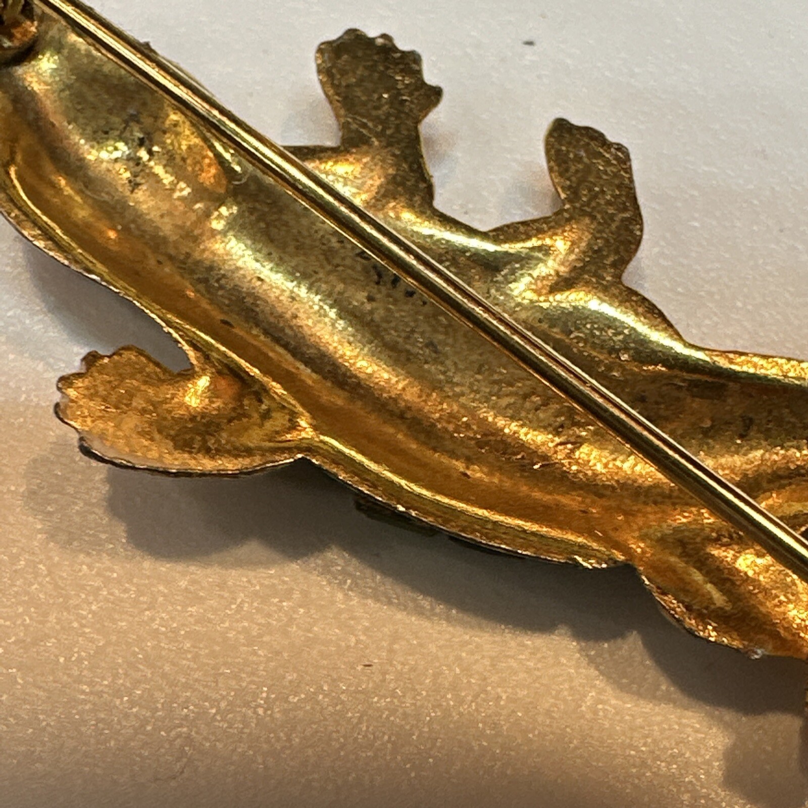 Vintage Gator Green Clear Red rhinestone brooch pin | eBay