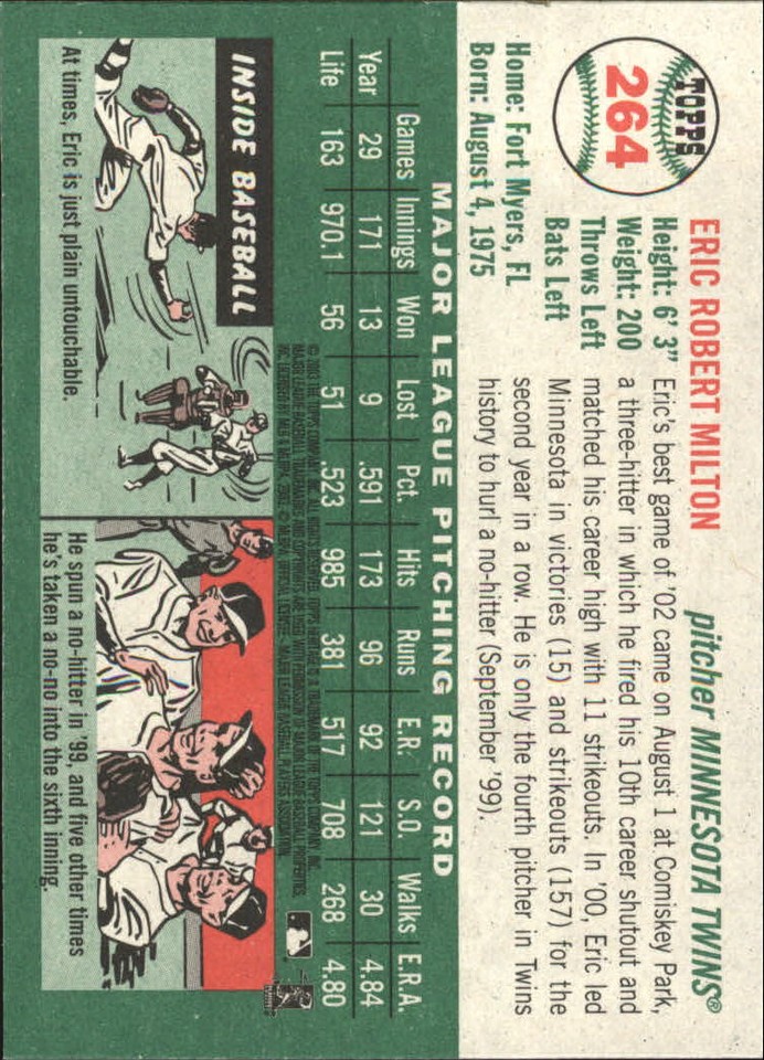 2003 Topps Heritage #264 Eric Milton | eBay
