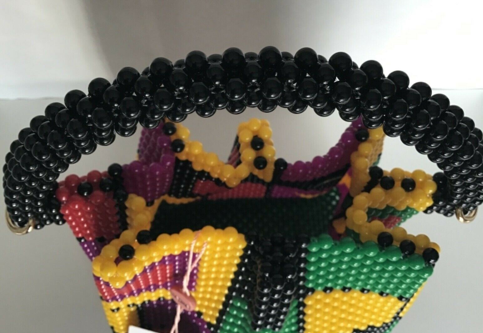 Betina De Luca DEL DUCA Beaded Bucket Shoulder Hand Bag Multi-color ...