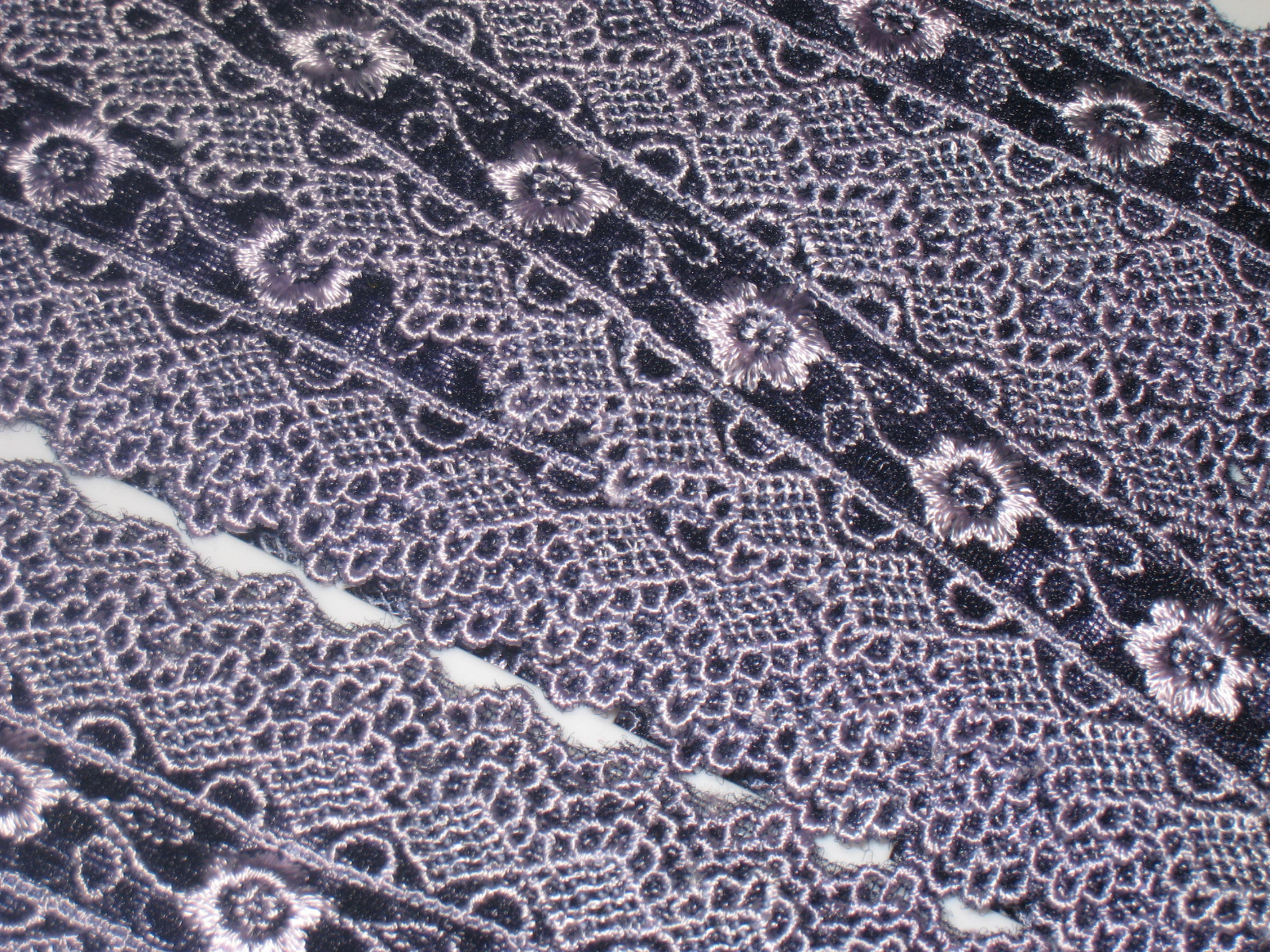 5 yards 1 3/4" width in light voilet color w embroidery floral pattern ...