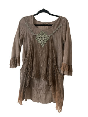 Pretty Angel tunic top lace accents sz Small | eBay