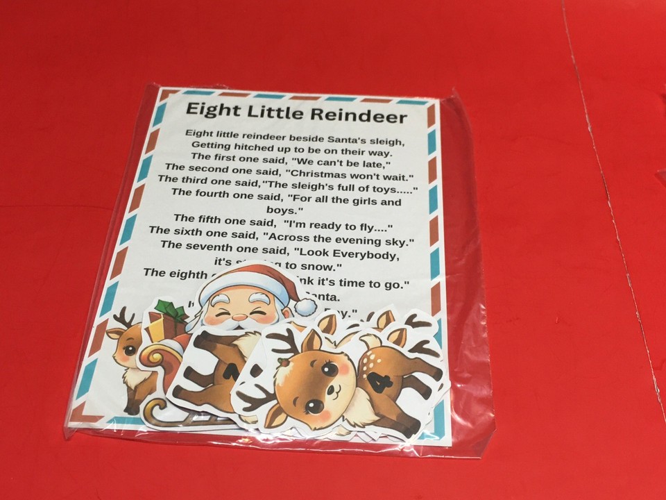 EIGHT LITTLE REINDEER - FLANNEL FELT BOARD LAMINATED STORY and PIECES ...