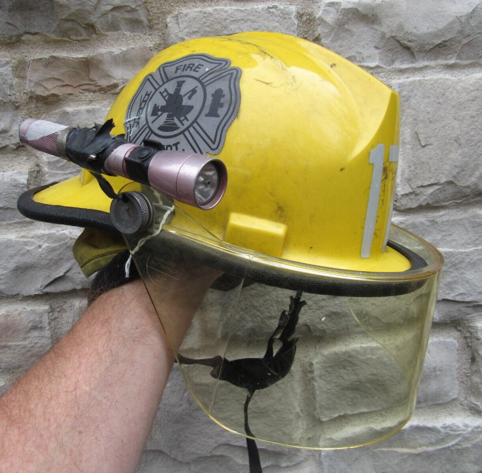 vintage fire fighter helmet shield YELLOW hat BULLARD FH2100 Ohio | eBay