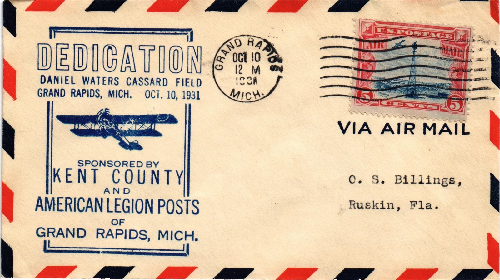 DR JIM STAMPS US COVER GRAND RAPIDS MICHIGAN CASSARD FIELD DEDICATION ...