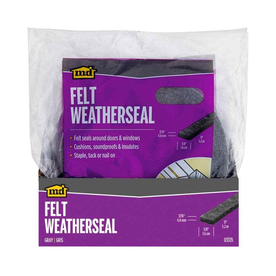 0.63 in. x 17 ft. Gray Felt Door and Window Weatherstripping | eBay