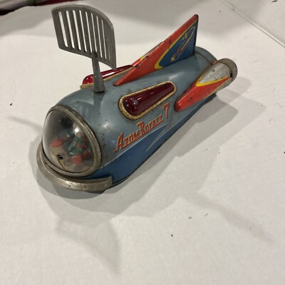 Vintage Modern Toys Atomic Rocket 7 Spaceship Tin Toy Japan Used ...