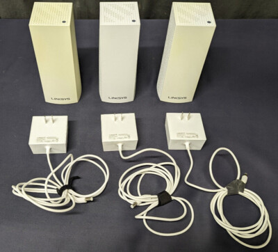 3X Linksys Velop WHW03 Tri-band Whole Home Mesh WiFi System w/ Power ...