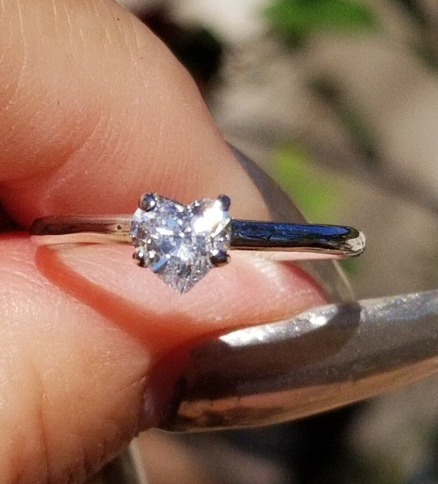 Beautiful Natural Diamond Heart Solitaire 14k ring | eBay