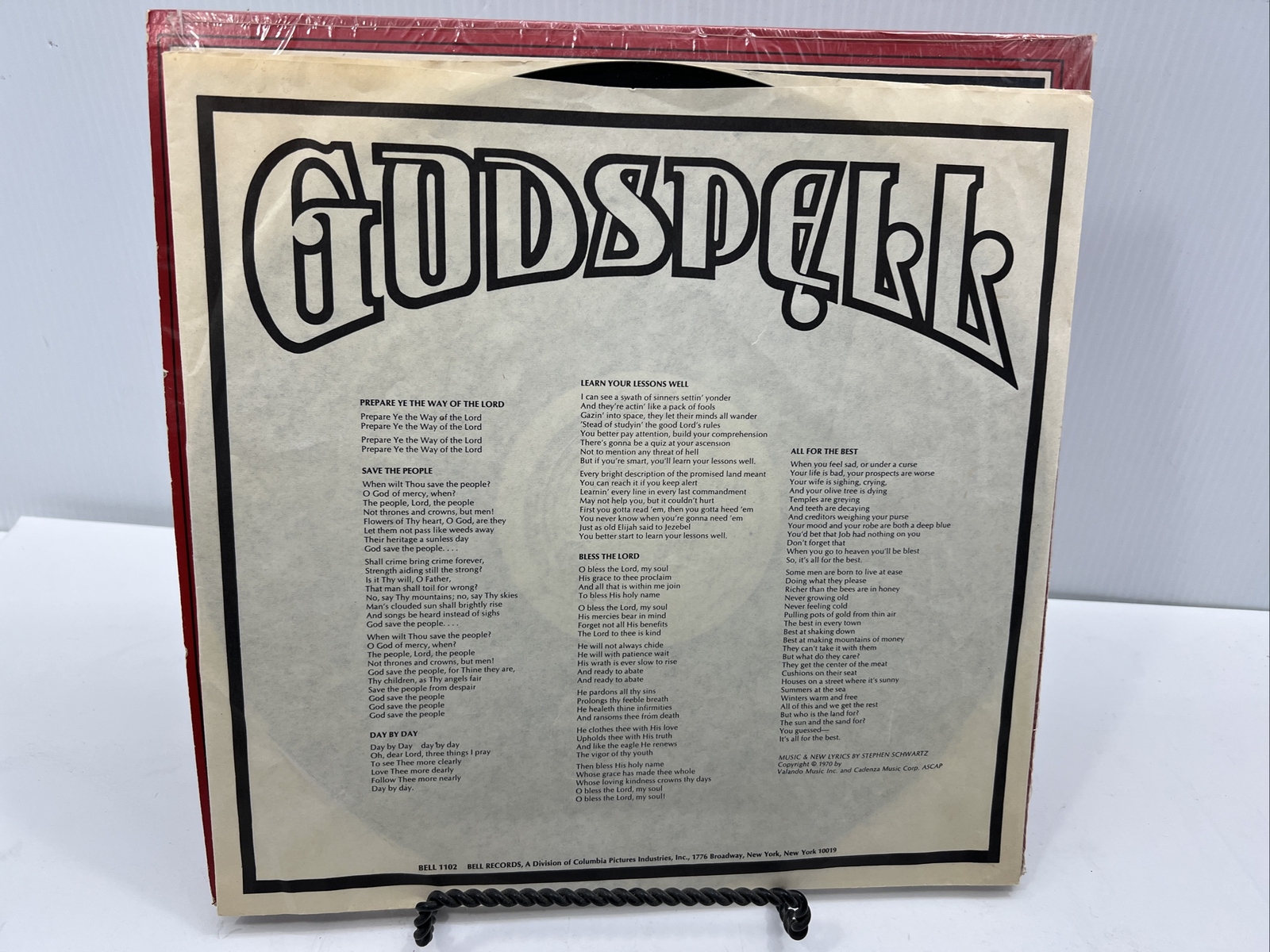 Godspell Soundtrack BELL-1102 1971 LP Vinyl D.J. Copy PROMOTIONAL Copy ...