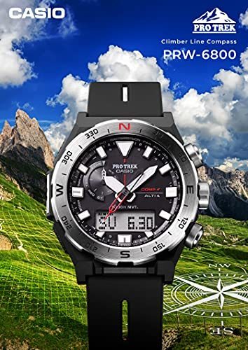 CASIO PRO TREK PRW-6800-1JF Climber Line Compass Radio Wave Solar Watch ...