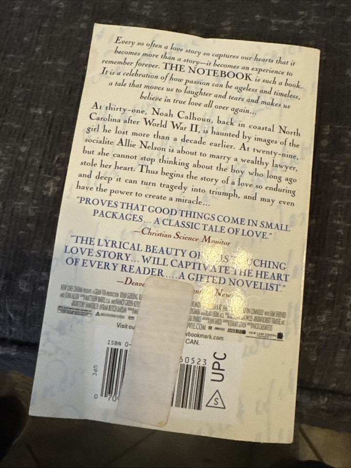 The Notebook by Nicholas Sparks. Paperback 9780446605236| eBay