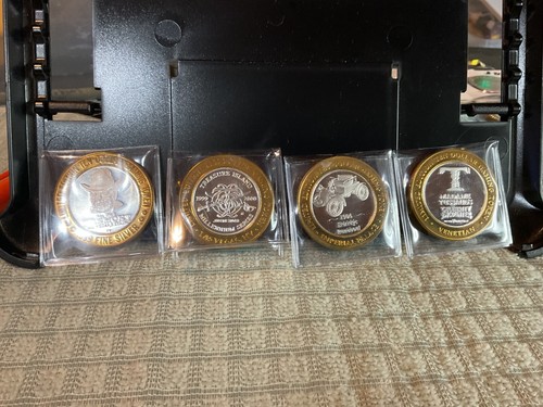 4 $10 TEN DOLLAR GAMING TOKEN .999 FINE SILVER HORSESHOE + 3 others LAS ...