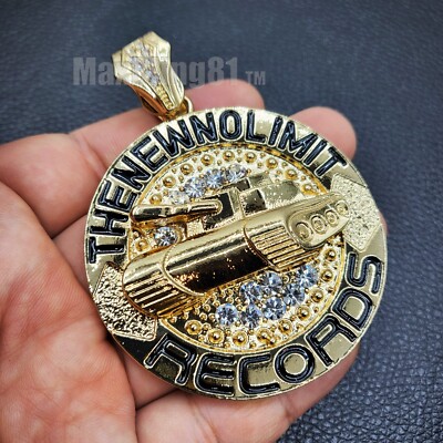 NO LIMIT RECORDS HIP HOP ICED CUBIC ZIRCONIA LARGE MEDAL TANK CHARM ...