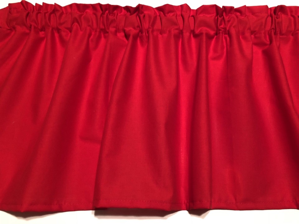 Solid Cherry Red Valance Cotton fabric 42"wide 14"L Bedroom Kitchen | eBay