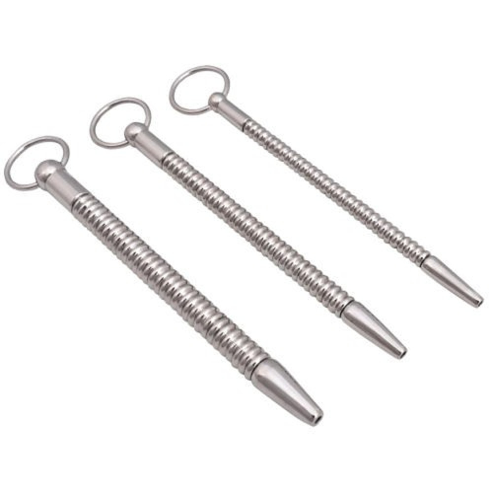 Ultra Ribbed Urethral Sound Stick, 6" Surgical Steel Male Genital ...