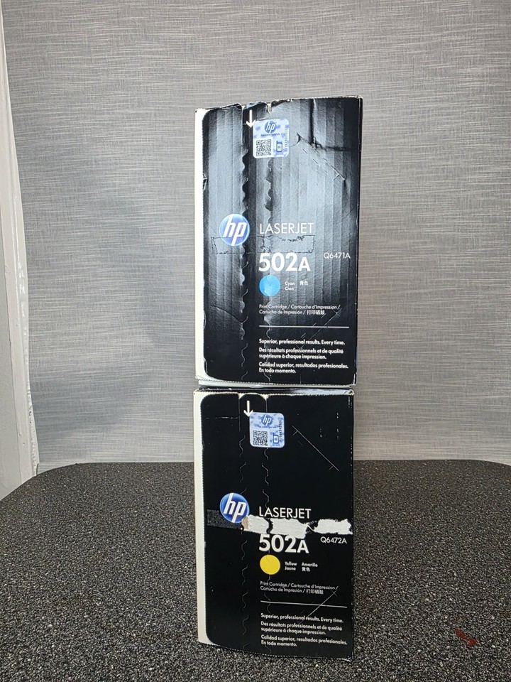 Genuine Original HP 502A Yellow & Cyan Toner Printer Cartridge HP ...