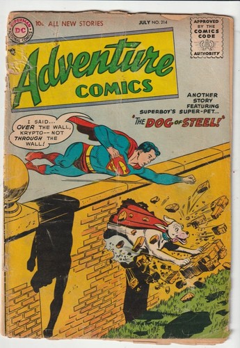 Adventure Comics #214 (1955) DC 2nd app Krypto Super-dog Superboy RARE ...