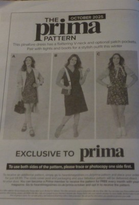 Prima Sewing Pattern Lady's Flattering V-Neck Pinafore Dress | eBay UK