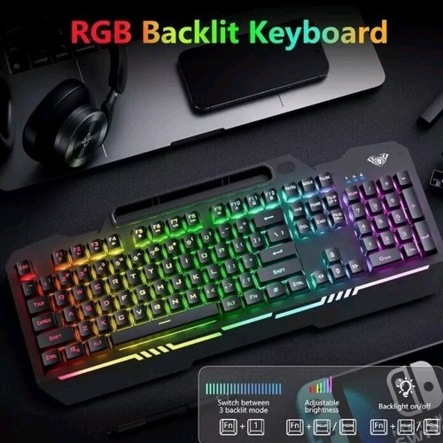 AULA Keyboard, T102 104 Keys Gaming Keyboard Only with RGB Backlight ...