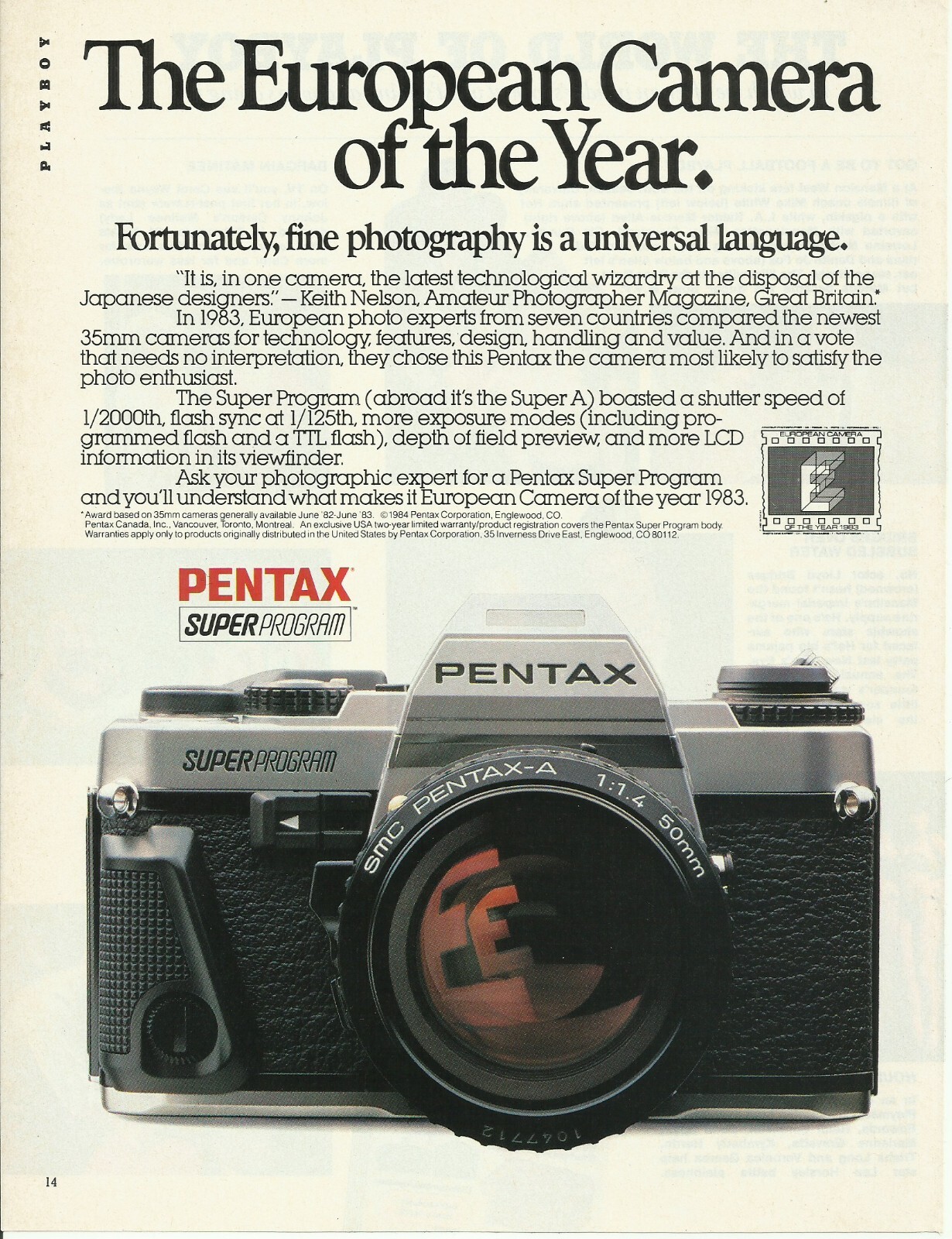 1984 Pentax Super Program Camera vintage print ad 80's advertisement | eBay