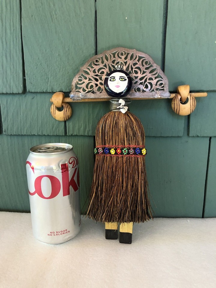 Vintage Folk Art Wall Hanging Tribal Angel Queen Woman Whisk Broom Body ...