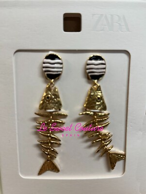 ZARA WOMAN NWT SS25 METAL FISH EARRINGS GOLDEN 4548/098/303 | eBay