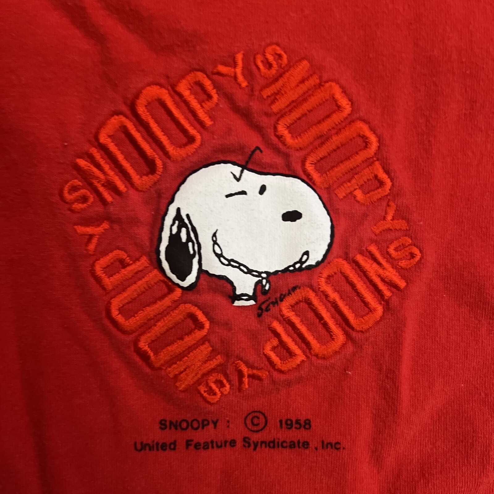 VTG 1958 United Feature Syndicate SNOOPY Embroidered … - Gem