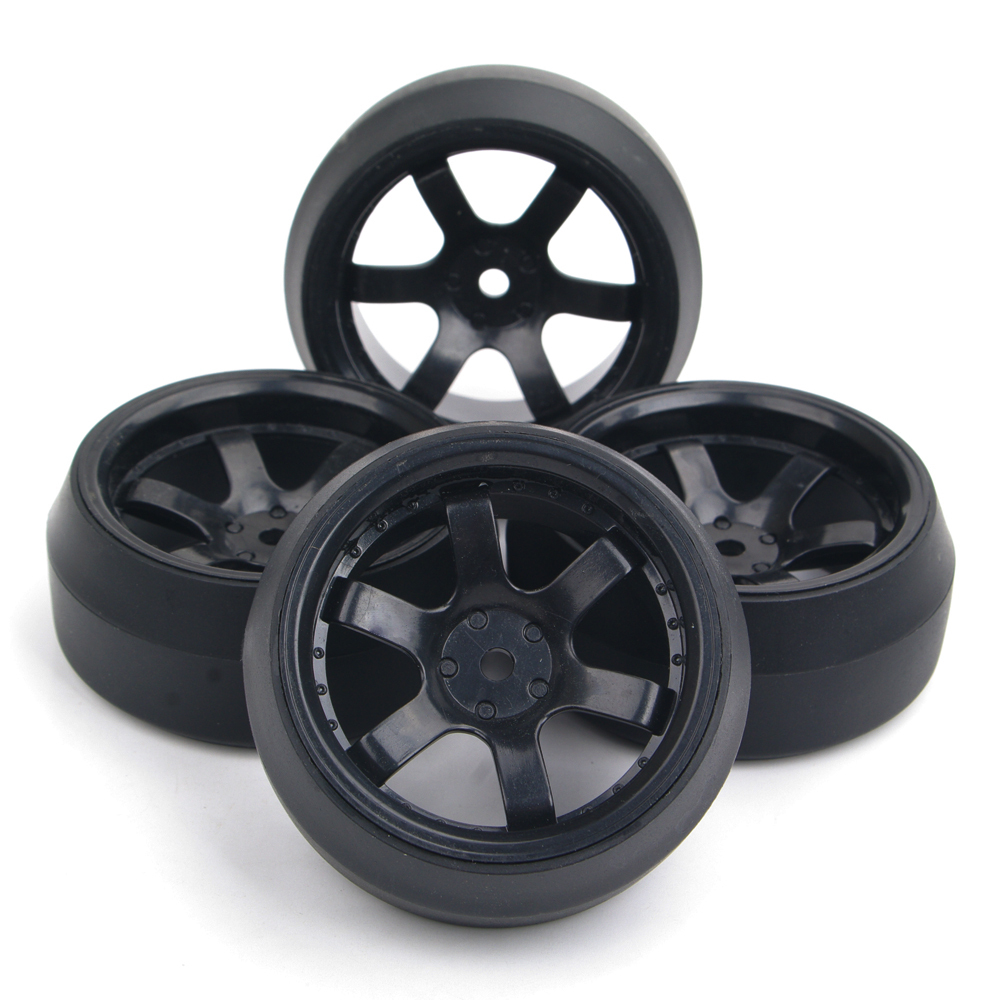 4X Black Hub RC Drift Tires Tyres &Wheels Rims Fit HPI 1/10 On-Road Car ...