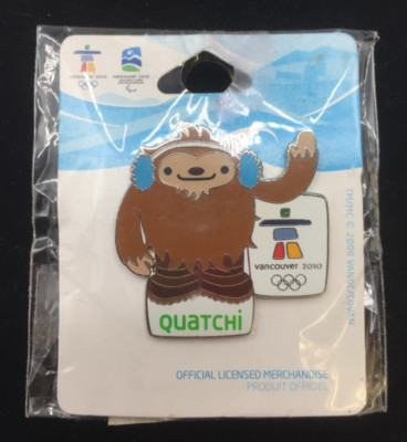 2010 Vancouver Olympic Games Pin - Quatchi Mascot Waving - Official ...