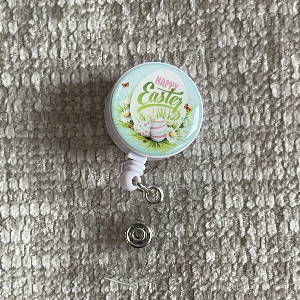 Happy Easter Badge Reel Holder Retractable ID Clip Cute Easter Eggs | eBay