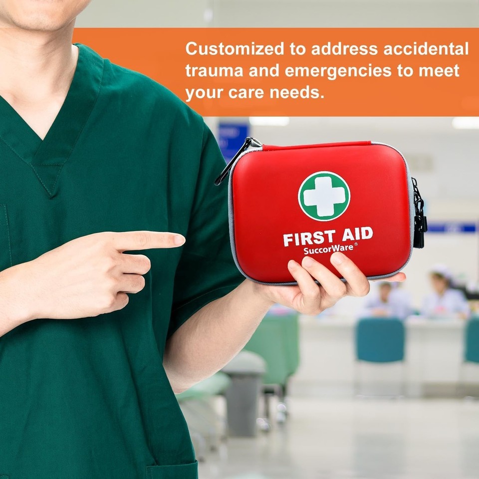 150 Pieces Mini First Aid Kit - Small Medical Kit with Hard Shell - Red ...