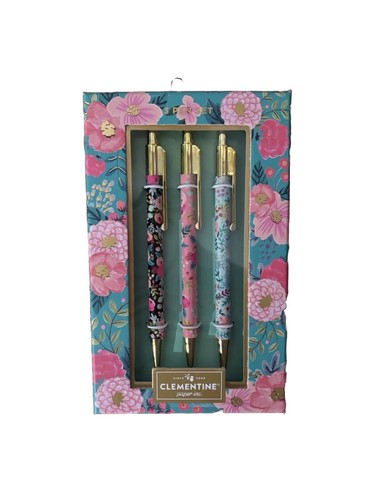 New Clementine Colorful Floral Pen Set 3 Refillable Rose Designer ...