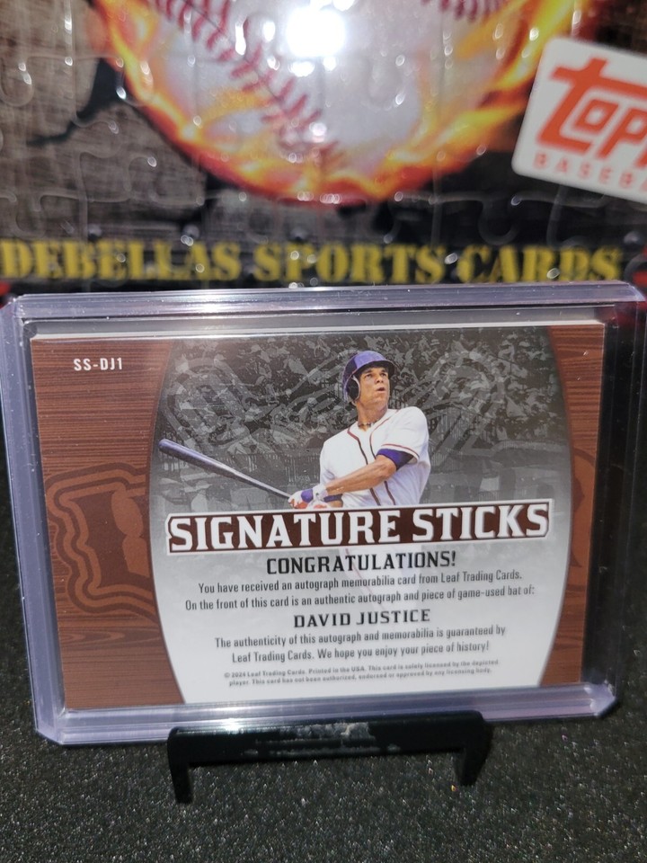 David Justice 2024 Leaf Lumber Autograph LUMBER Bat Memorabilia #22/35 ...