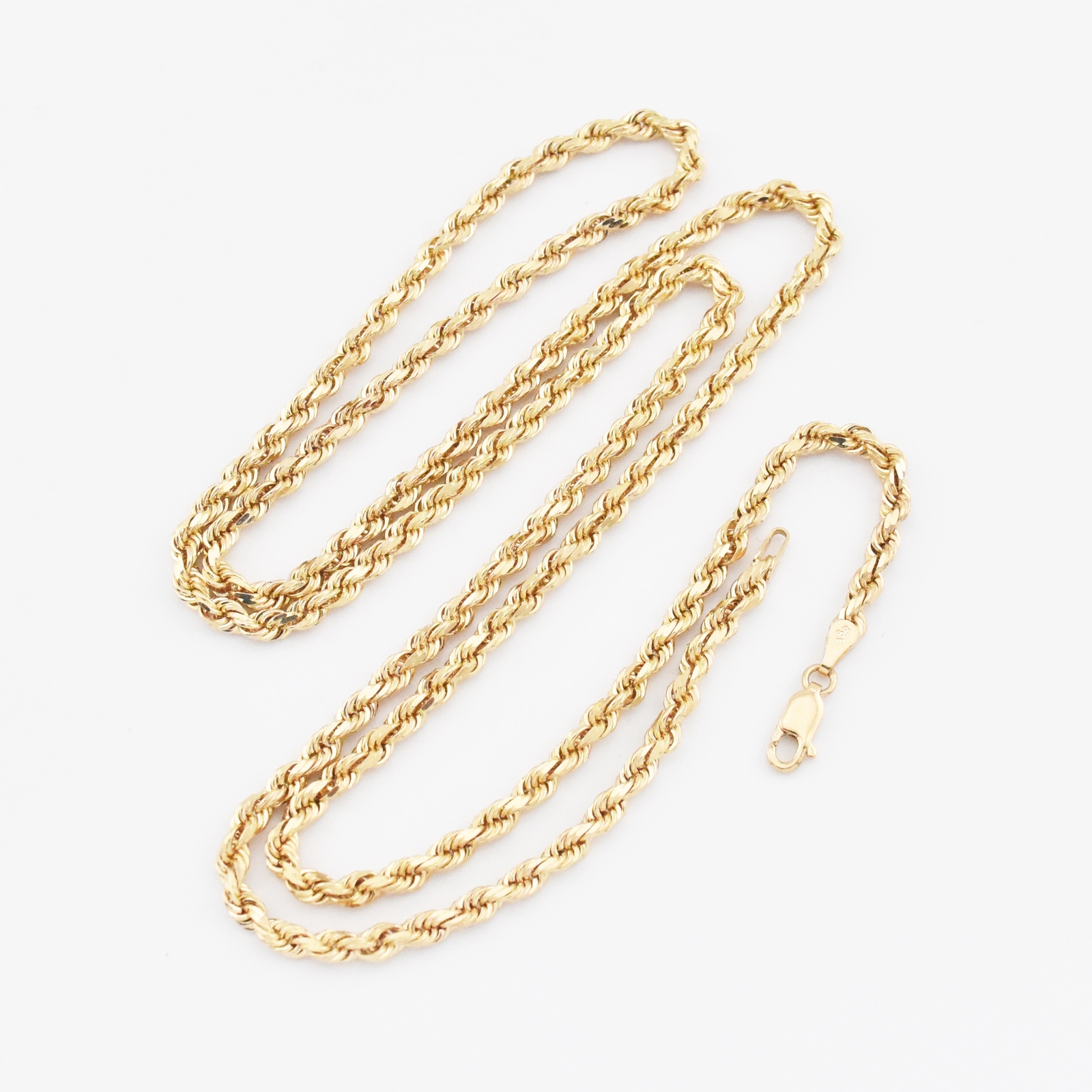 14k Yellow Gold Estate 28" Rope Style Chain/Necklace - Gem