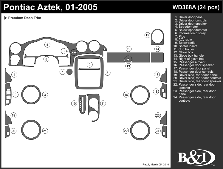 PONTIAC AZTEK 2001 2002 2003 2004 2005 DASH TRIM KIT a | eBay