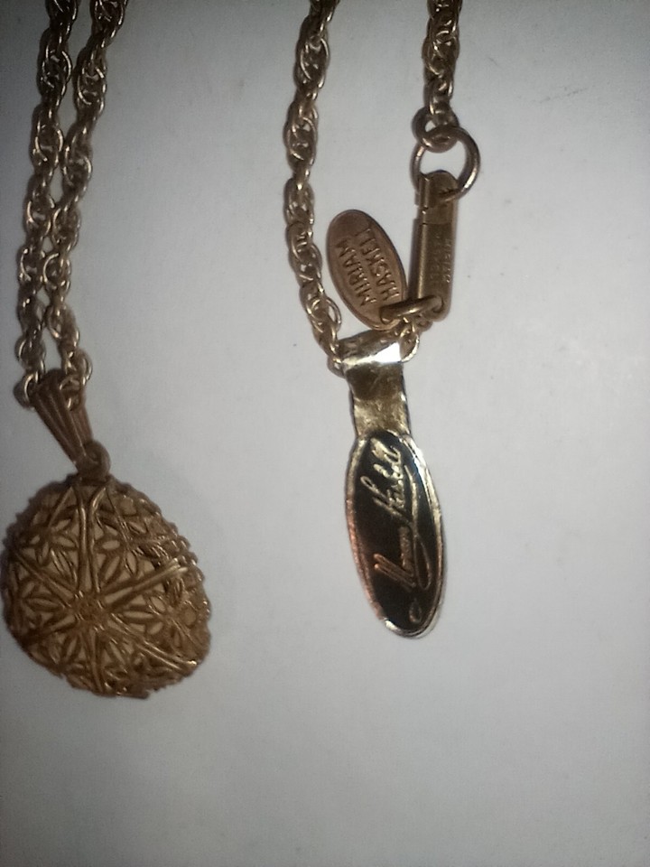 Rare Vintage Label Miriam Haskell Gold Photo Locket Pendant Teardrop ...