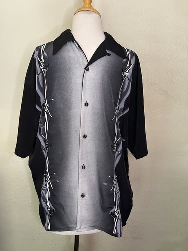 Vintage Y2K Dragonfly/Roadhouse Button Up, Barbed Wire Men’s Size Large ...