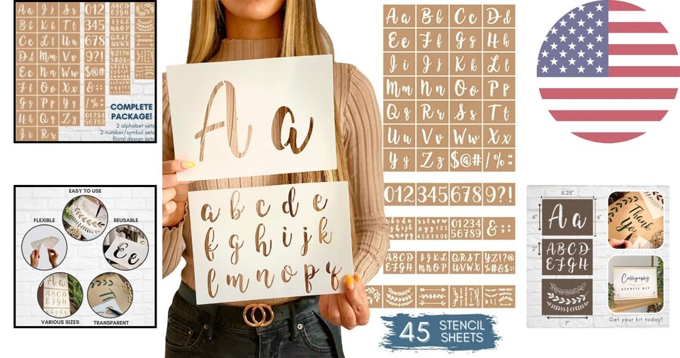 Reusable Calligraphy Stencils Set - 45 Elegant Templates for Creative ...