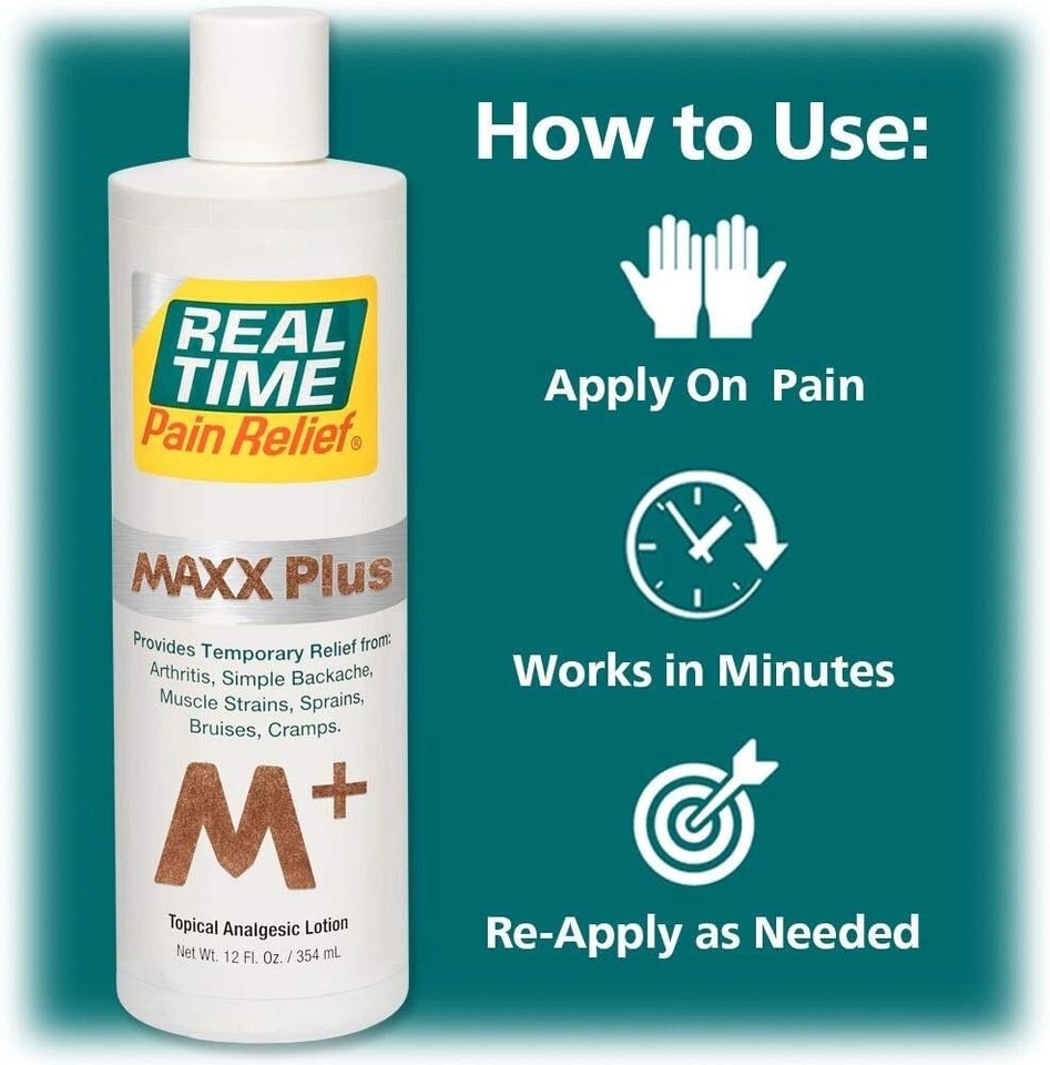 Real Time Pain Relief - MAXX PLUS Pain Cream 12oz Bottle | eBay