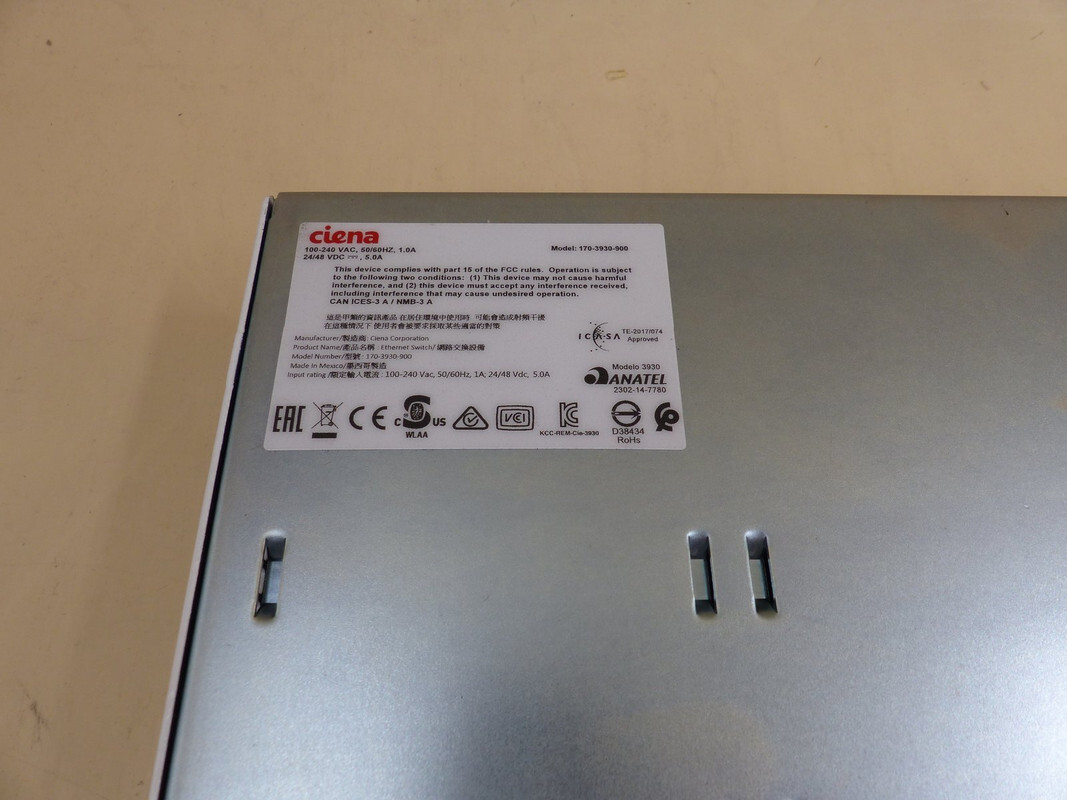 CIENA 3930 SERVICE DELIVERY SWITCH 170-3930-900 w/ DC Power Supply ...