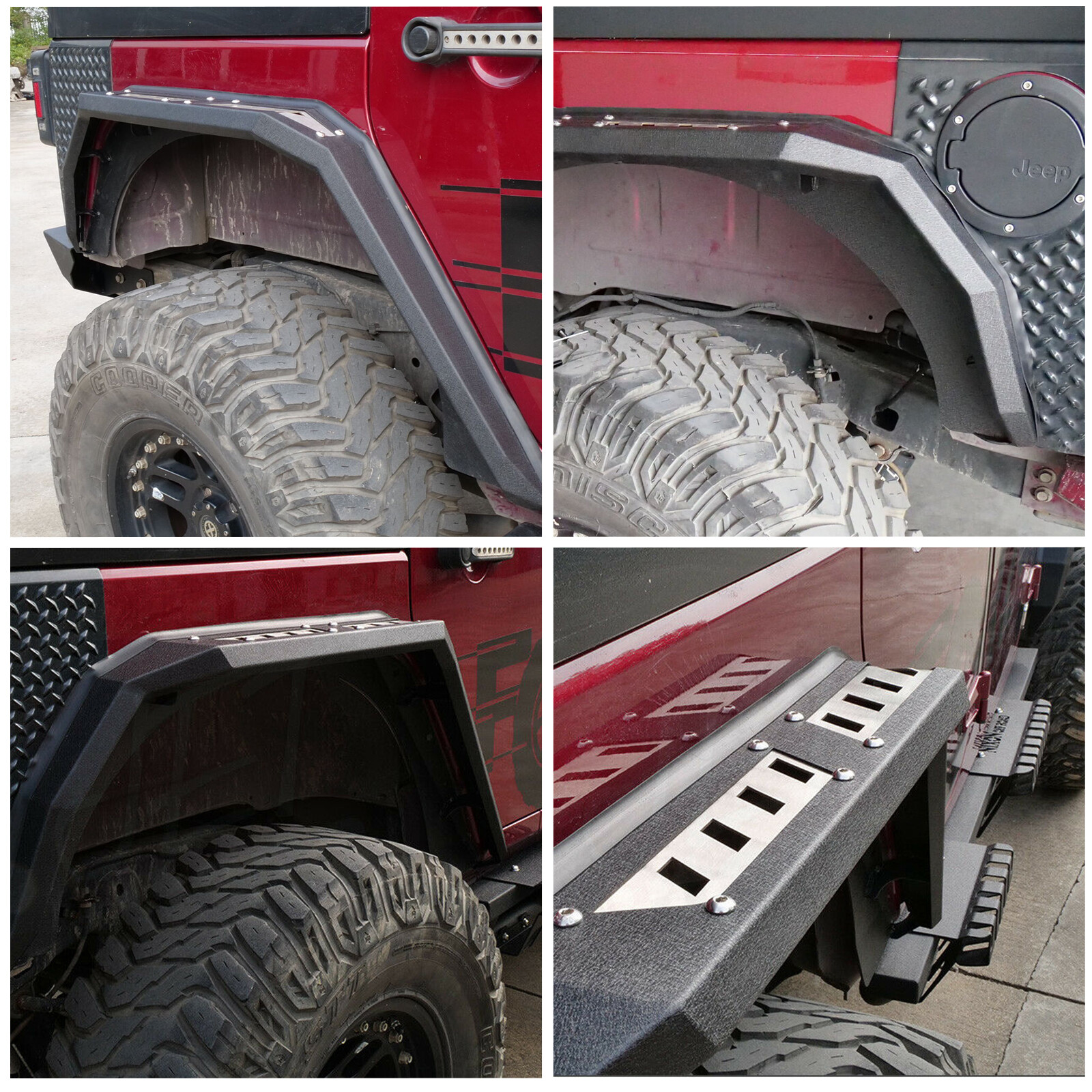 For 2007-2018 Jeep Wrangler JK JKU Front & Rear Fender Flares Set w ...