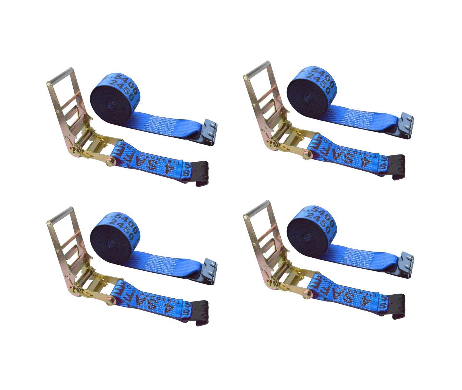 4 Pack 4" x 30' Ratchet Strap w/ Flat Hook Flatbed Truck Trailer Farm ...