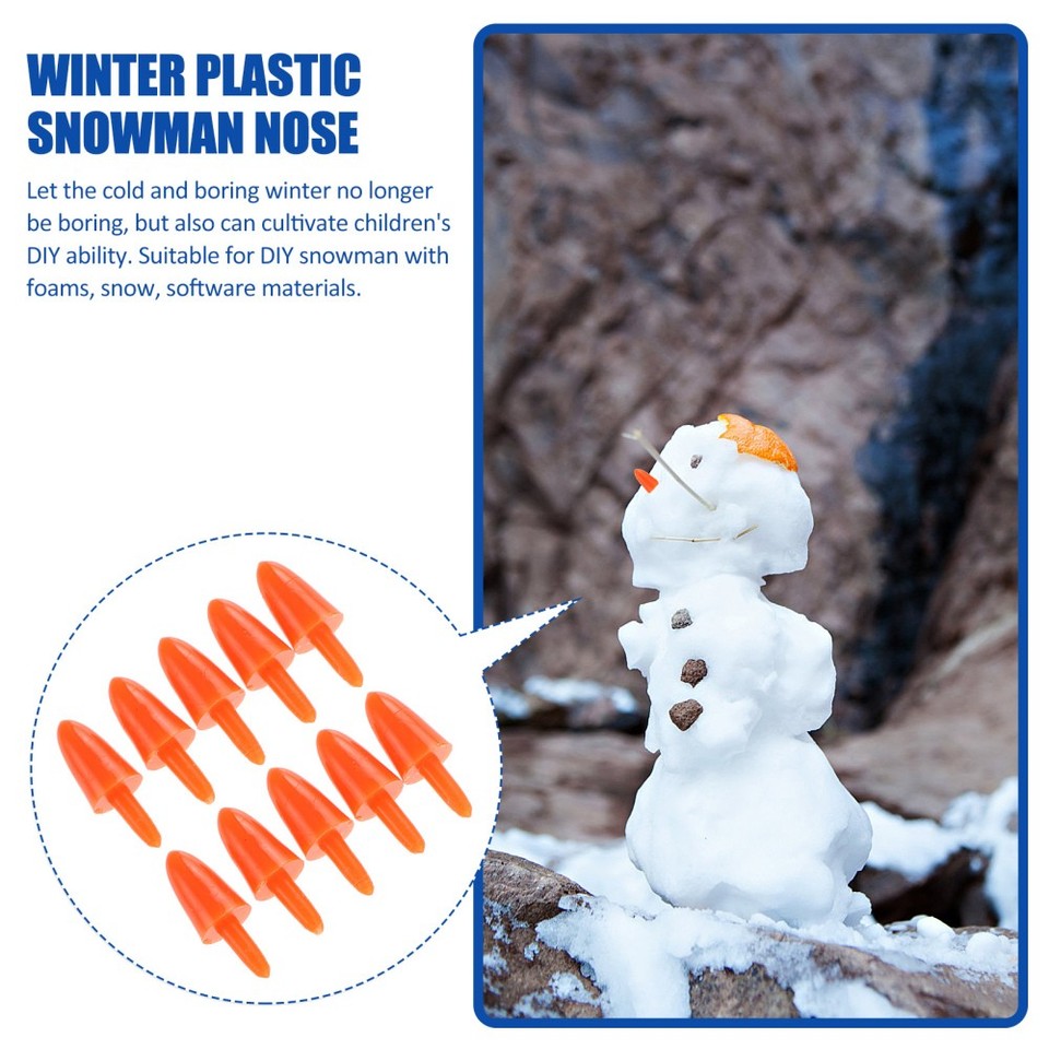200 Pcs Button Snowman Nose Carrot Noses for Snowmen Orange Plastic Diy ...